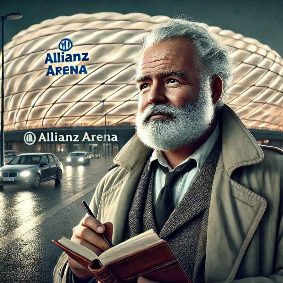 Ernest Hemingway besucht ein Spiel des FC Bayern München in der Allianz ...